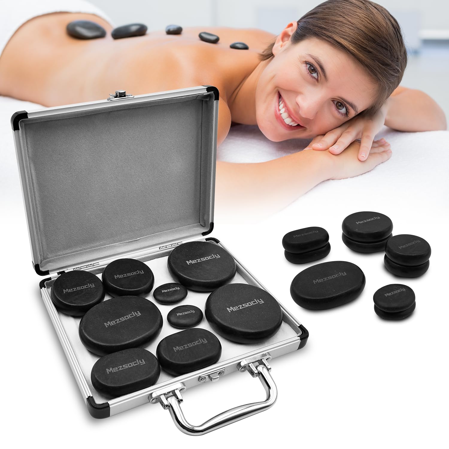 Amazon.com: Mezsocly Hot Stones for Massage, 9PCS Electric Massage ...