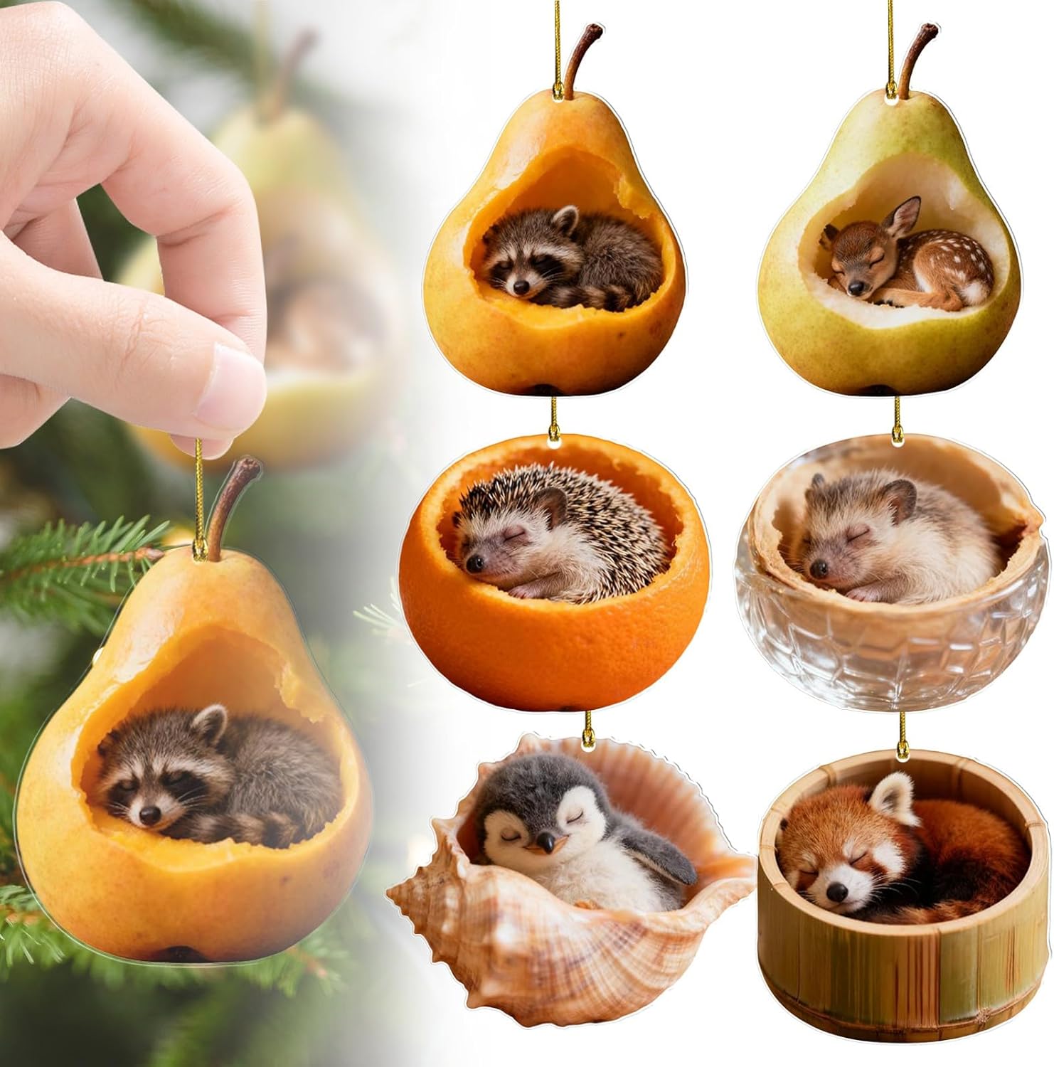 Amazon.com: Forest Animal Acorn Christmas Ornaments Set - 5/6/7/8pcs ...