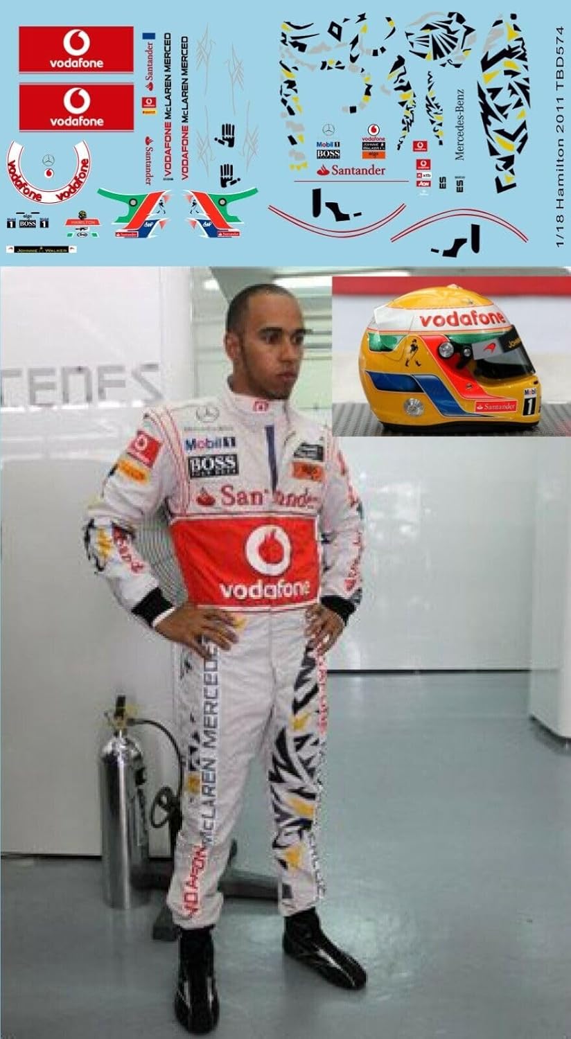 Amazon.co.jp: Decal Water Decal 1/18 Decals Lewis Hamilton F1 Helmet ...