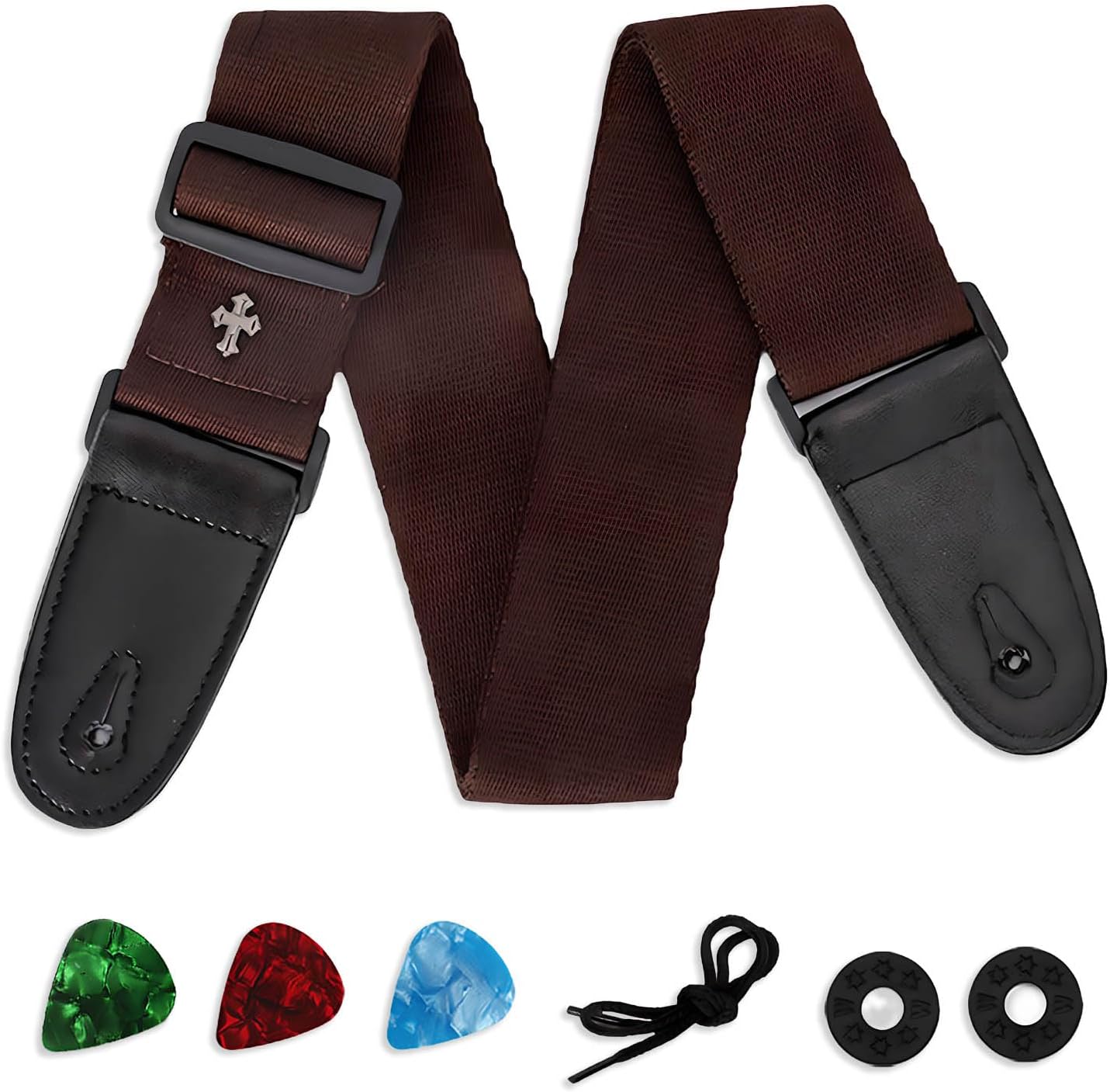 Amazon.com: Qiifaiikooii Guitar Strap with Pick Pocket,3 Guitar Picks ...
