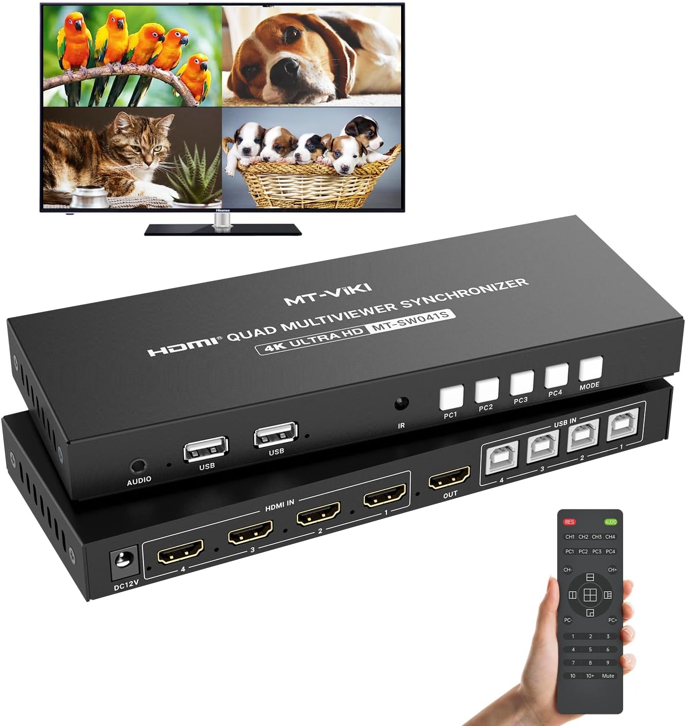 Amazon.com: MT-VIKI 4K Quad HDMI KVM Multiviewer Switch 4 Port w/PIP ...