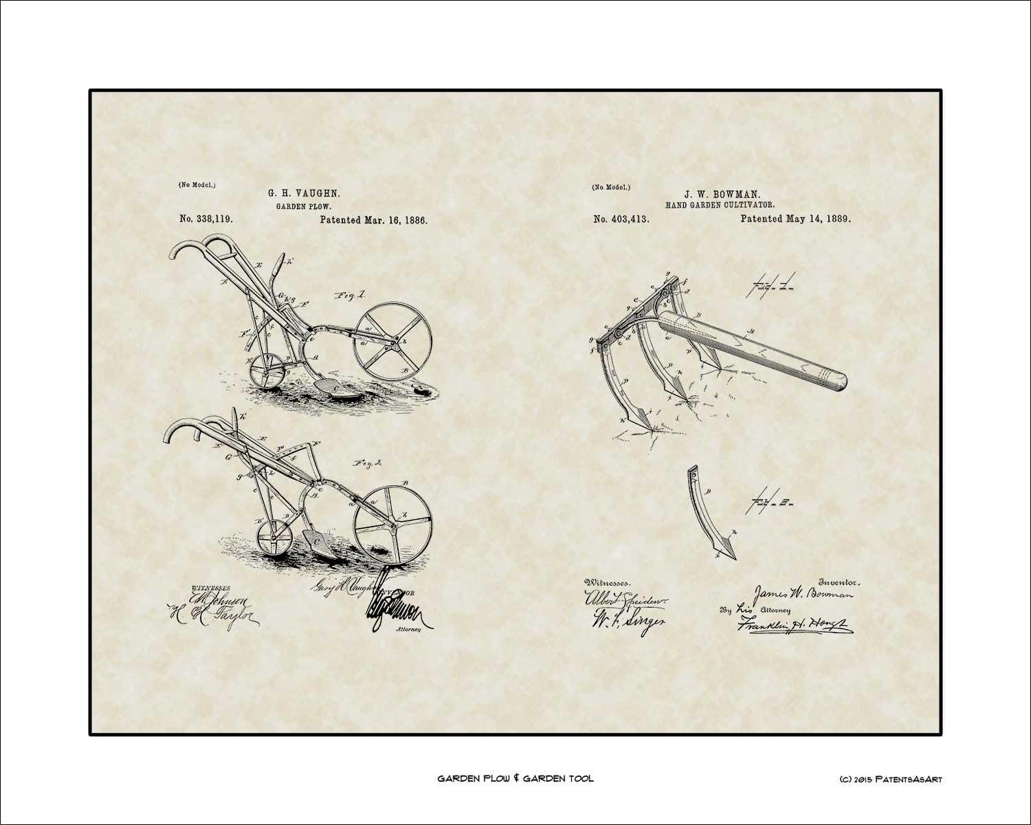 Amazon.com: Patent Art - Garden Plow & Tool - Garden Gardener Farmer ...