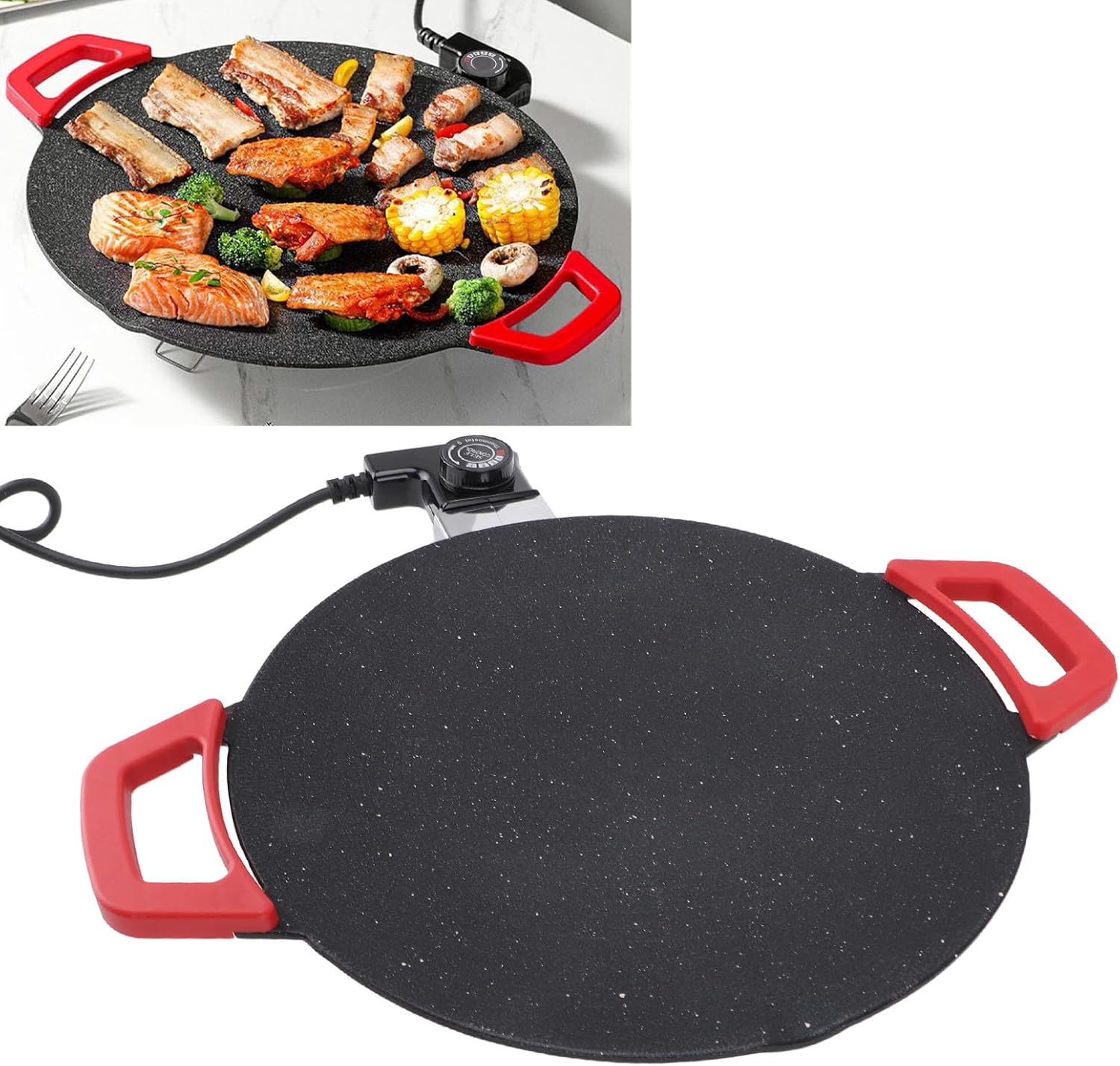 Amazon.com: Electric Grill Pan 30cm, Stylish Electric BBQ Griddle ...