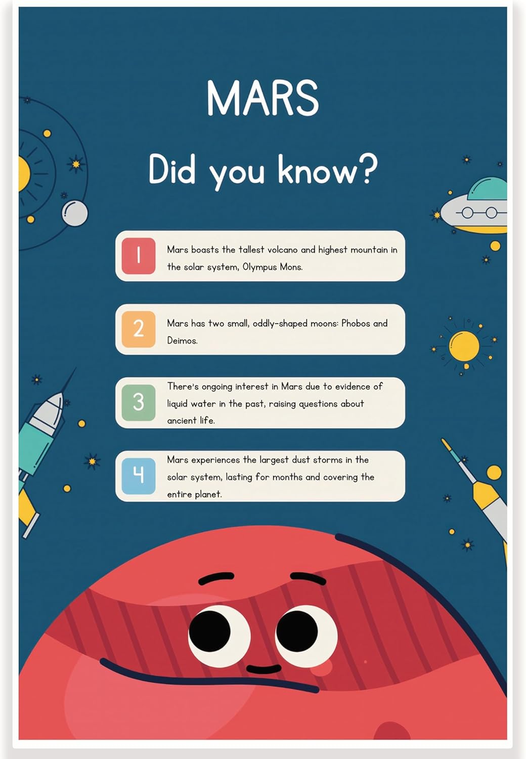 Amazon.com: Mars Did You Know Planet Earth Classroom Poster - Science ...