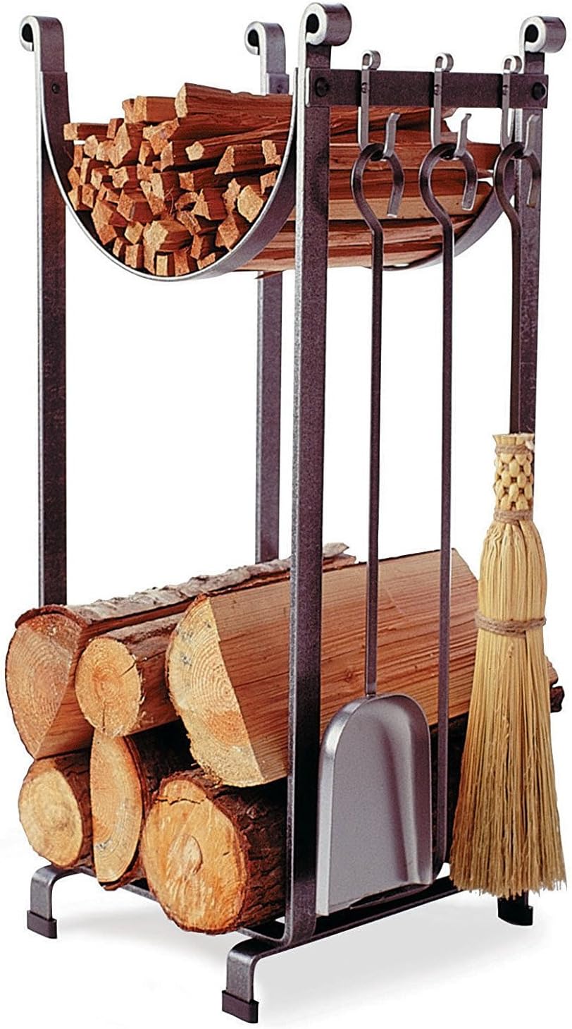 Amazon.com: Uniflame Black Wrought Iron Log Rack with Tools : Home ...