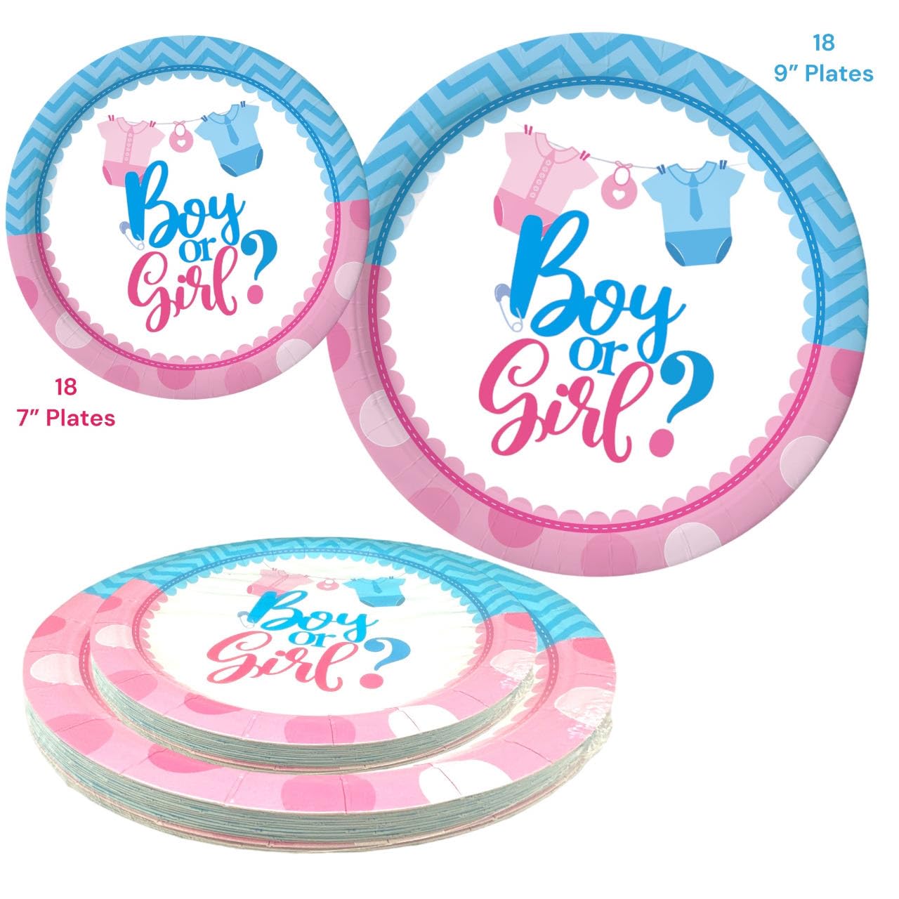 Snapklik.com : Serves 18 Gender Reveal Includes Plates Cups Napkins ...