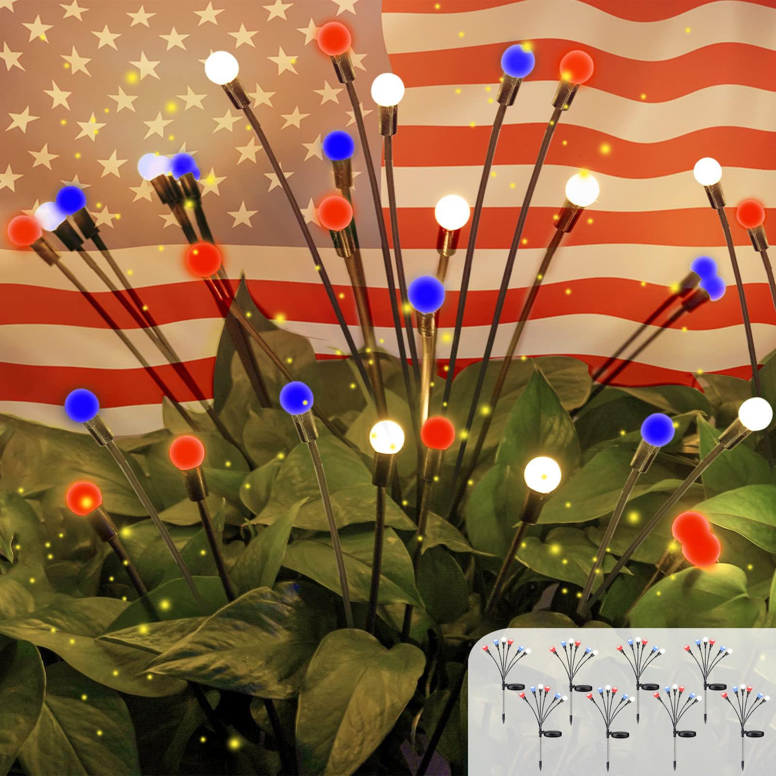 Snapklik.com : OZS 8pack Total 48LED Upgraded Solar American Flag ...