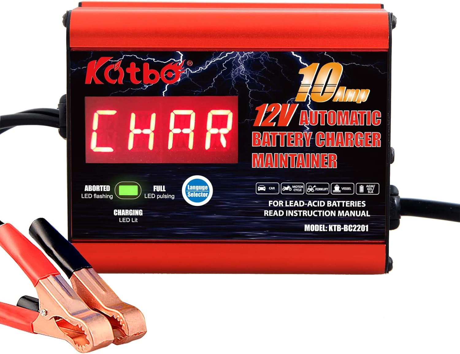 Amazon.com: 10A Battery Charger 12V Automatic car Battery Charger and ...