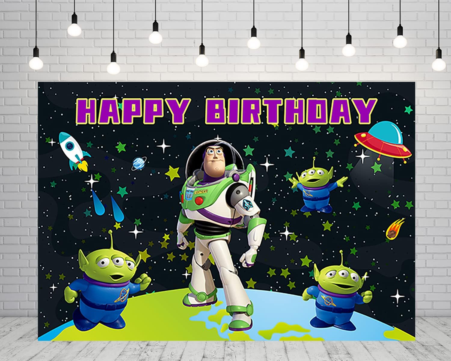Amazon.com : Cartoon Buzz Lightyear Backdrop for Party Supplies 5x3ft ...