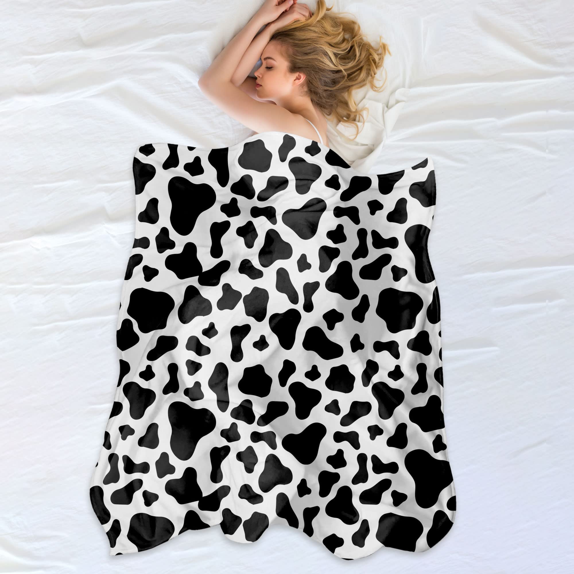 OUXIOAZ Cow Print Blanket, Fleece Soft Black and White Cow Throw ...