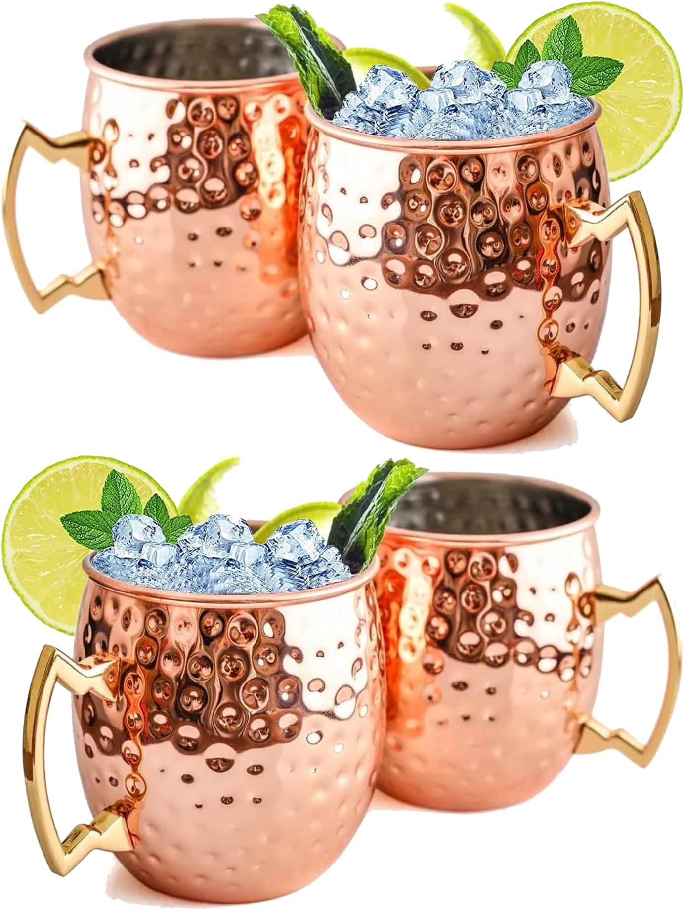 Amazon.com: Moscow Mule Copper Mugs Set of 2 Large 16 oz - 100% Pure ...