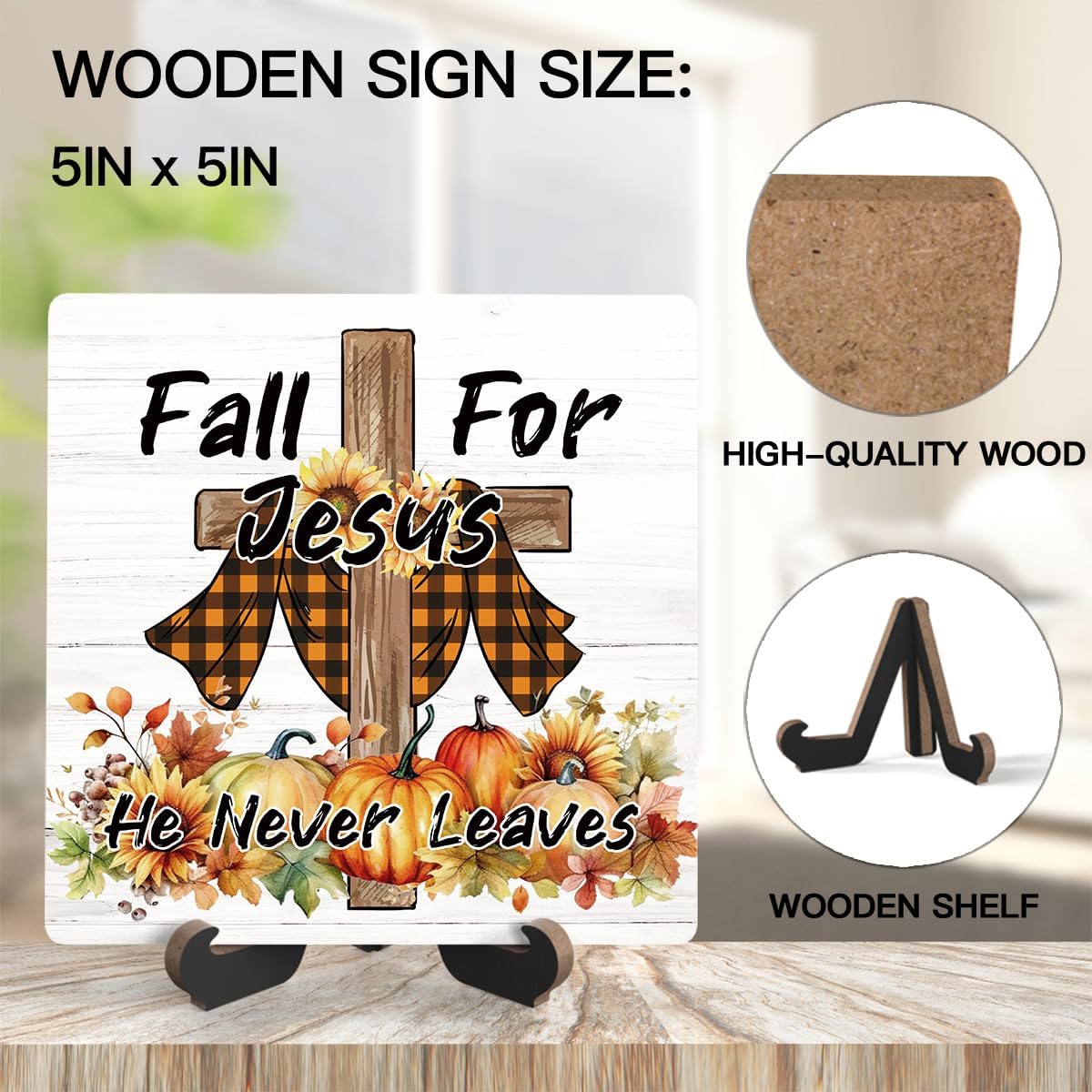 Letrero de escritorio cristiano de otoño, con texto en inglés «Fall For ...