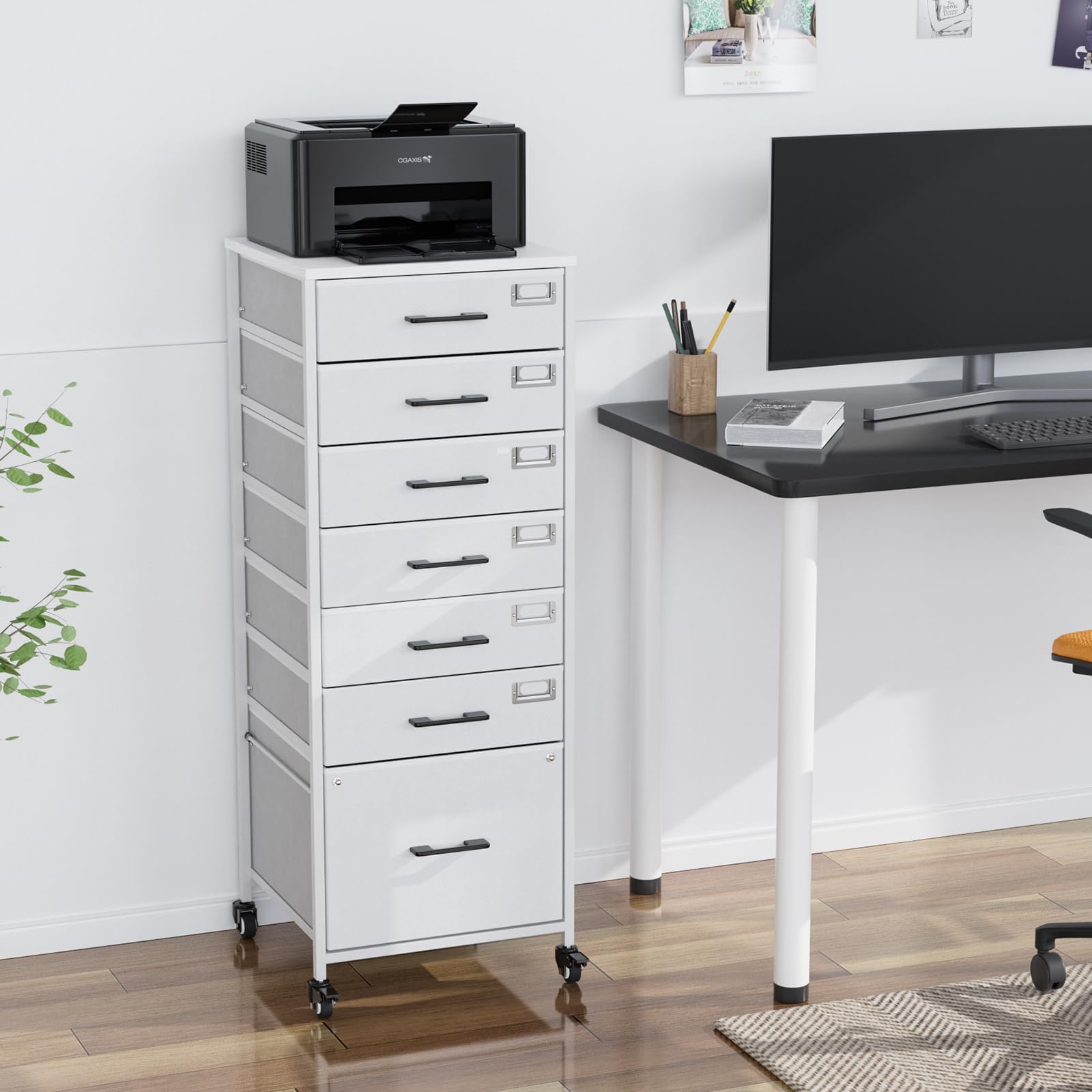 Amazon.com: MIOCASA 5 Drawer Metal File Cabinet Mobile Underdesk Chest ...