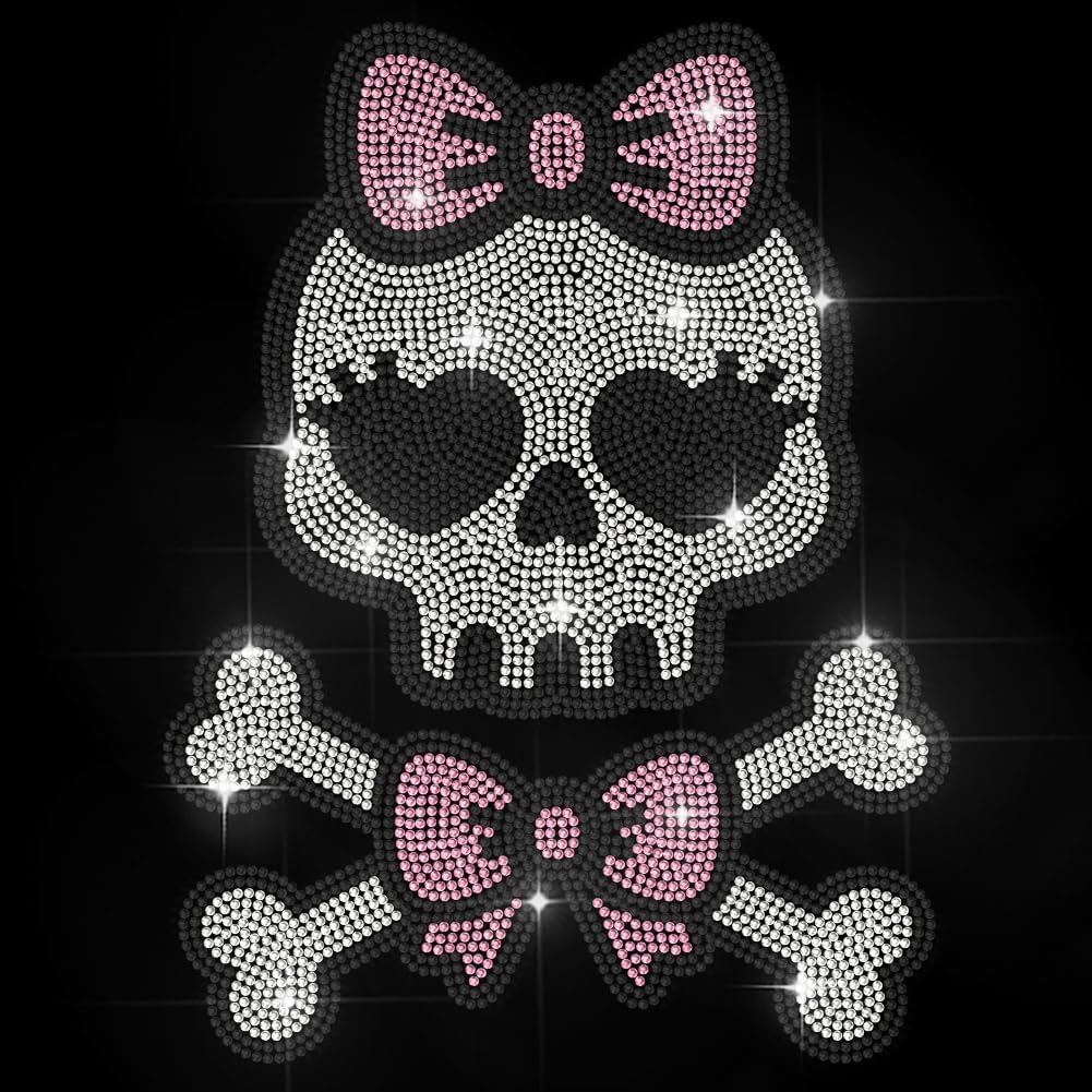 Amazon.com: MAYJOYDIY Cute Skull Iron on Heat Transfer Rhinestone ...