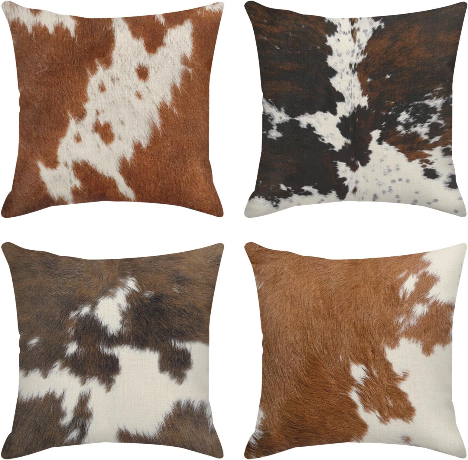 Amazon.com: Genuine Cowhide Cushion Pillow Covers 16''x16''Inches ...
