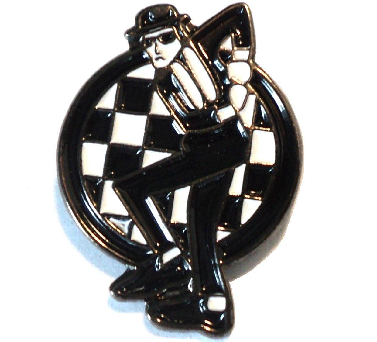 Dancing Ska Man Black & White Skanking Dance Metal Enamel Badge ...