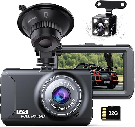 Amazon.com: Generic Dash Cam Front and Rear Car Cameras, 1296P Full HD ...