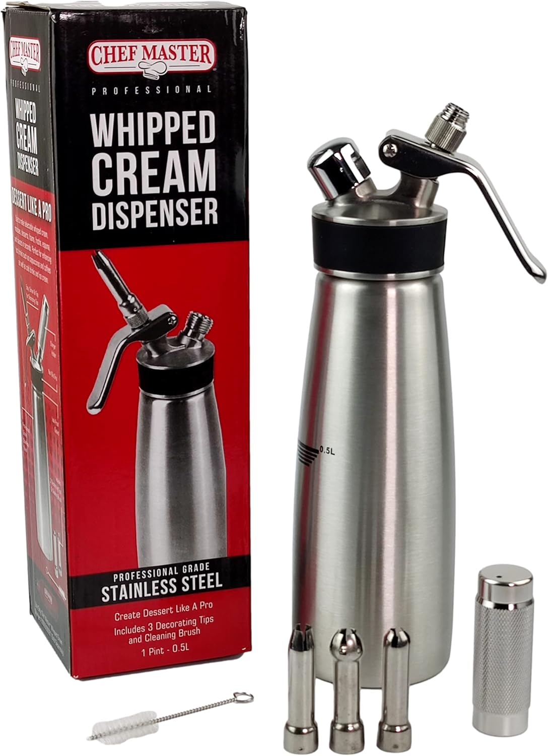 Amazon.com: Chef Master (1 Pint / 0.5 Liter) Stainless Steel Whipped ...