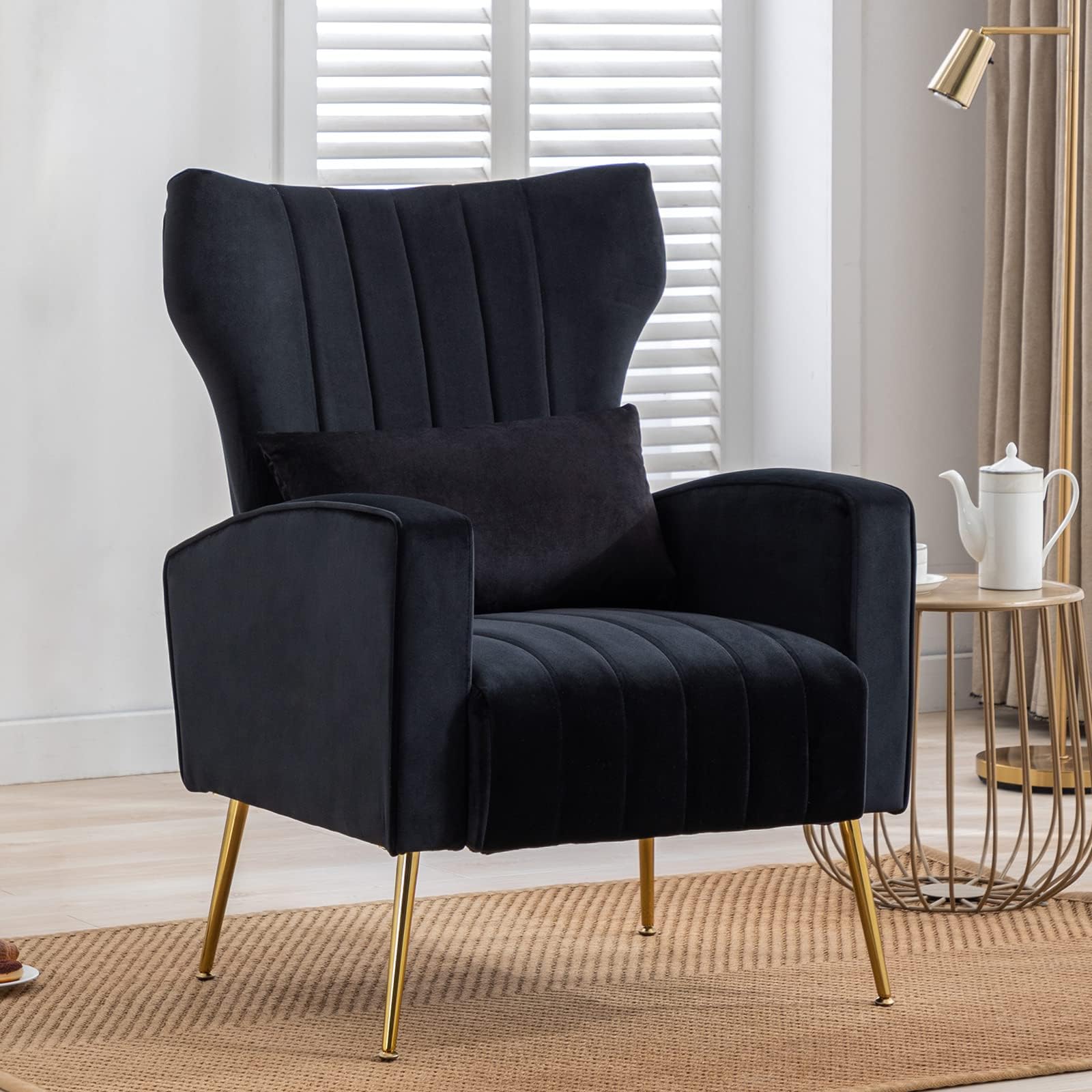 Amazon.com: Janoray Velvet Accent Armchair for Living Room and Bedroom ...