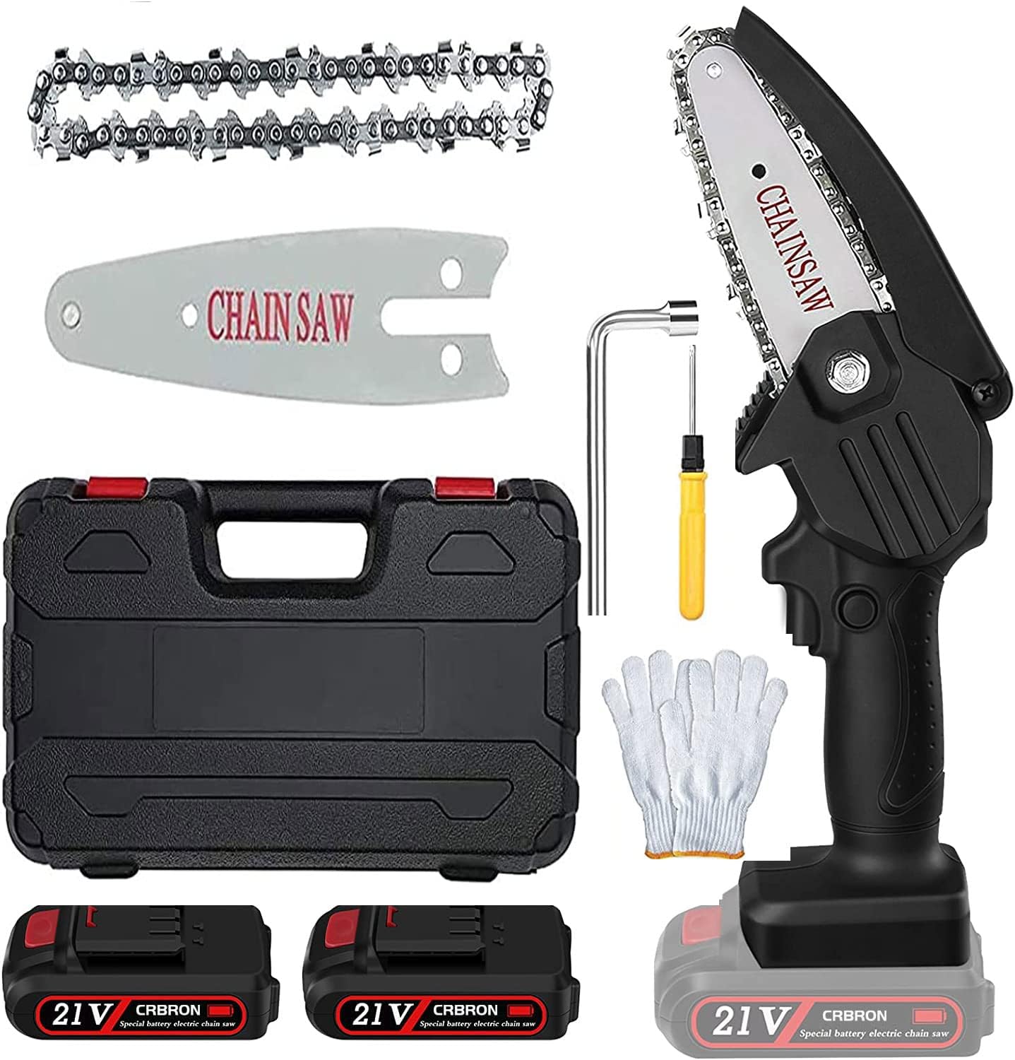 Amazon.com : Mini Cordless Chainsaw Upgraded 4" Battery Powered ...