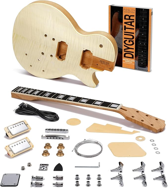 Amazon.com: Fesley DIY LP Style Electric Guitar Kits with Mahogany Wood ...