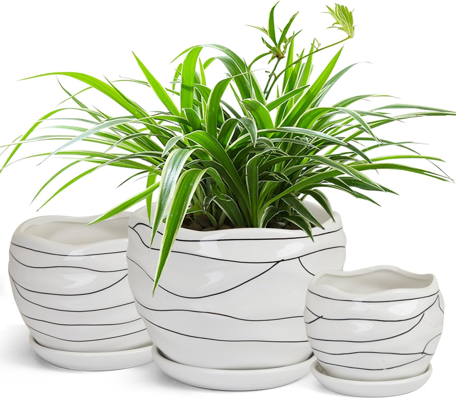 Amazon.com: YINGERHUAN Set of 3 Ceramic Plant Pot - Flower Plant Pots ...