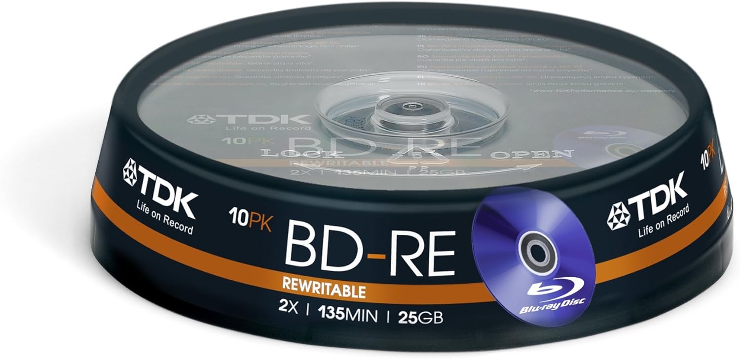 TDK BDRE-25GB-10CAKE Re-Writable Blu-ray Discs : Amazon.co.uk ...
