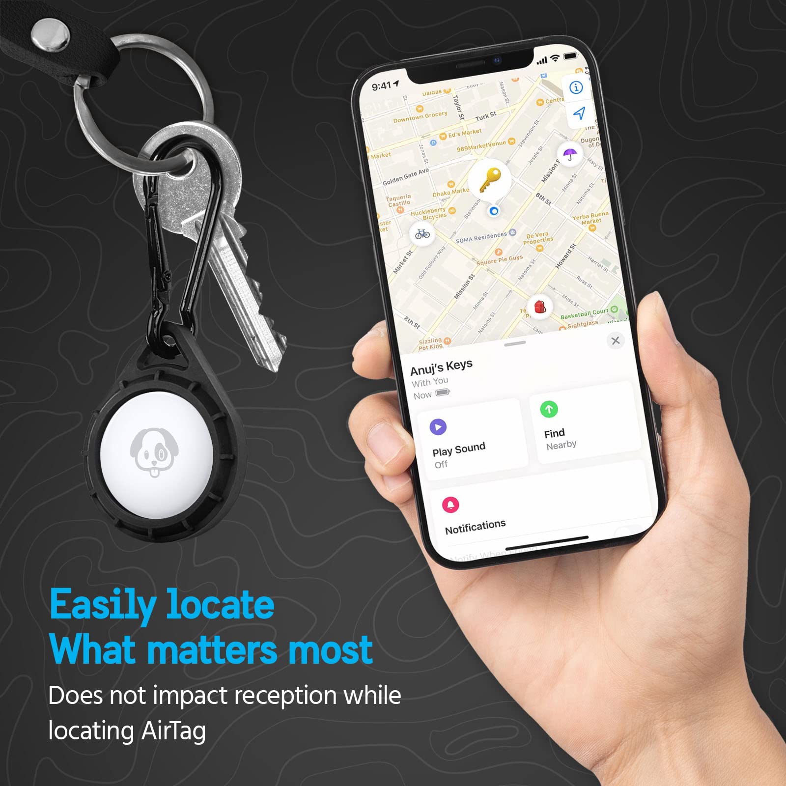 Pelican - Apple AirTag用プロテクタースティックオンケース ーデューティー 4パック ブラック 並行輸入 完成品