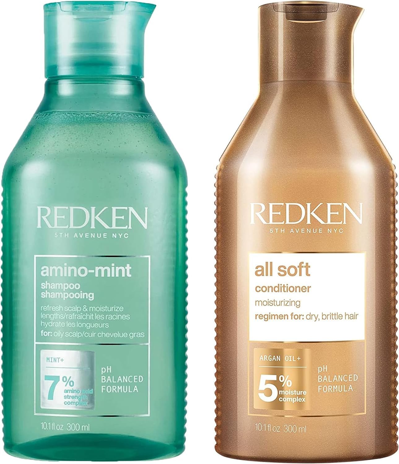 Redken Amino Mint Shampoo 300ml & All Soft Conditioner 300ml Duo ...