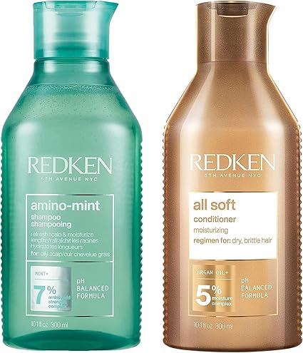 Redken Amino Mint Shampoo 300ml & All Soft Conditioner 300ml Duo ...