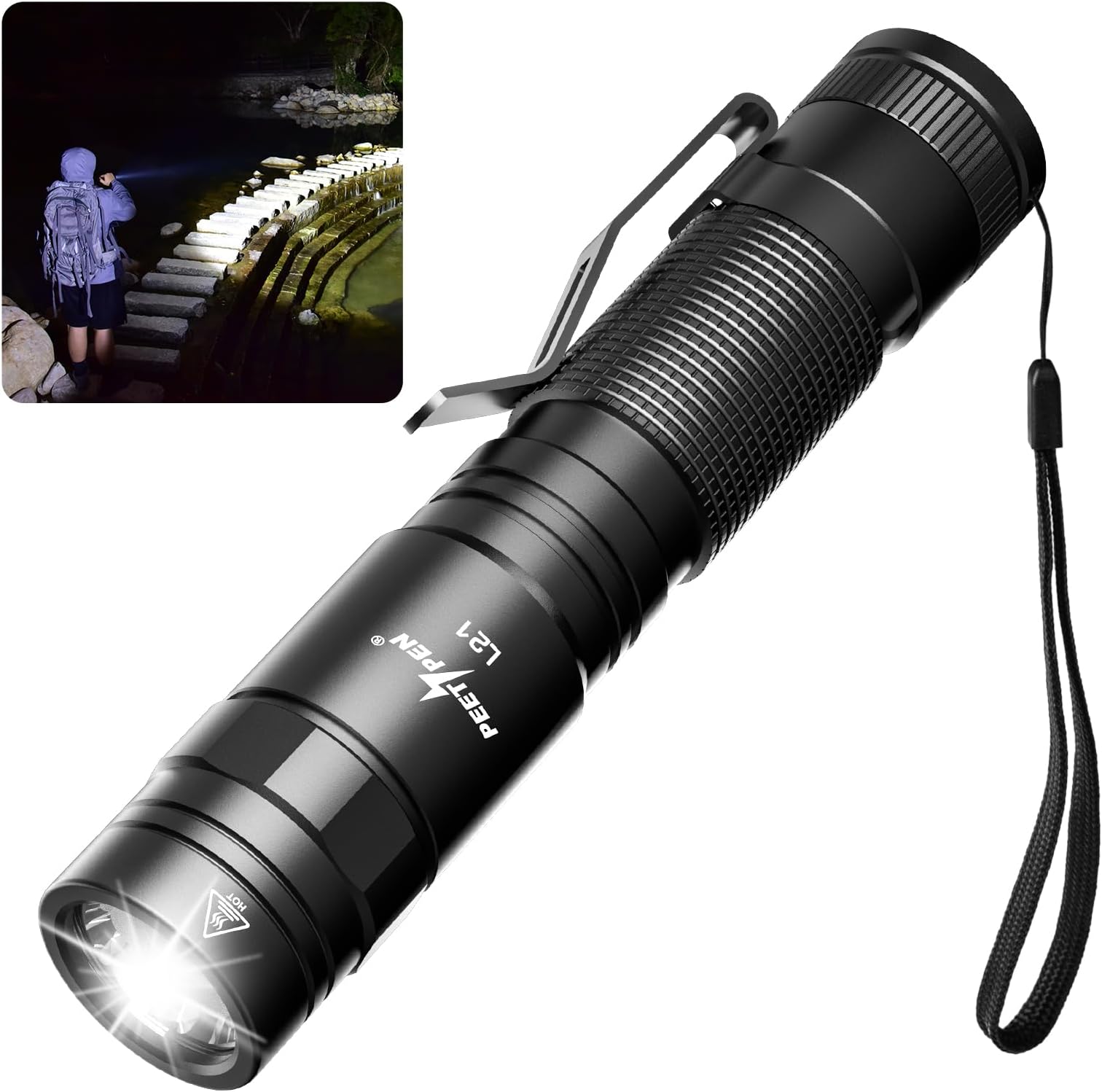 PEETPEN Rechargeable Flashlights,1500 High Lumens Tactical Flashlights ...