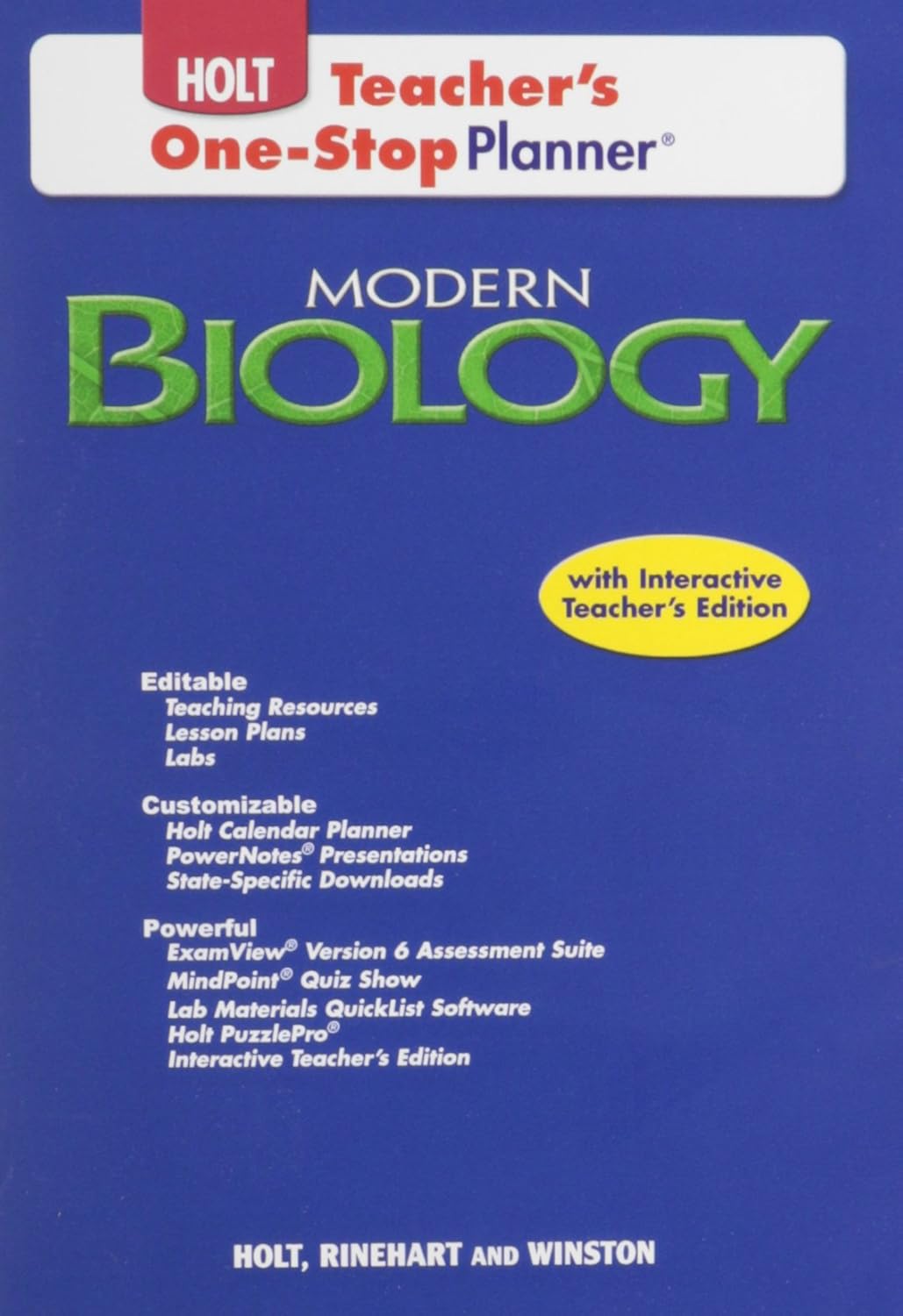 Amazon.com: Modern Biology: Teacher's One-Stop Planner DVD-ROM : Holt ...