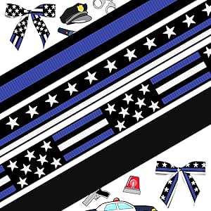 Amazon.com: LANGFON 4 Rolls Thin Blue Line Police Ribbons Patriotic ...