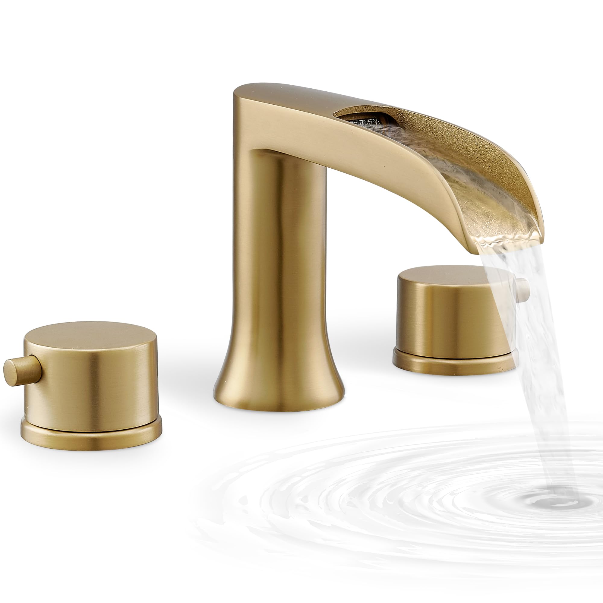 HEYMYTAP Waterfall Roman Tub Faucets, Solid Brass Gold Bathtub Faucet 2 ...