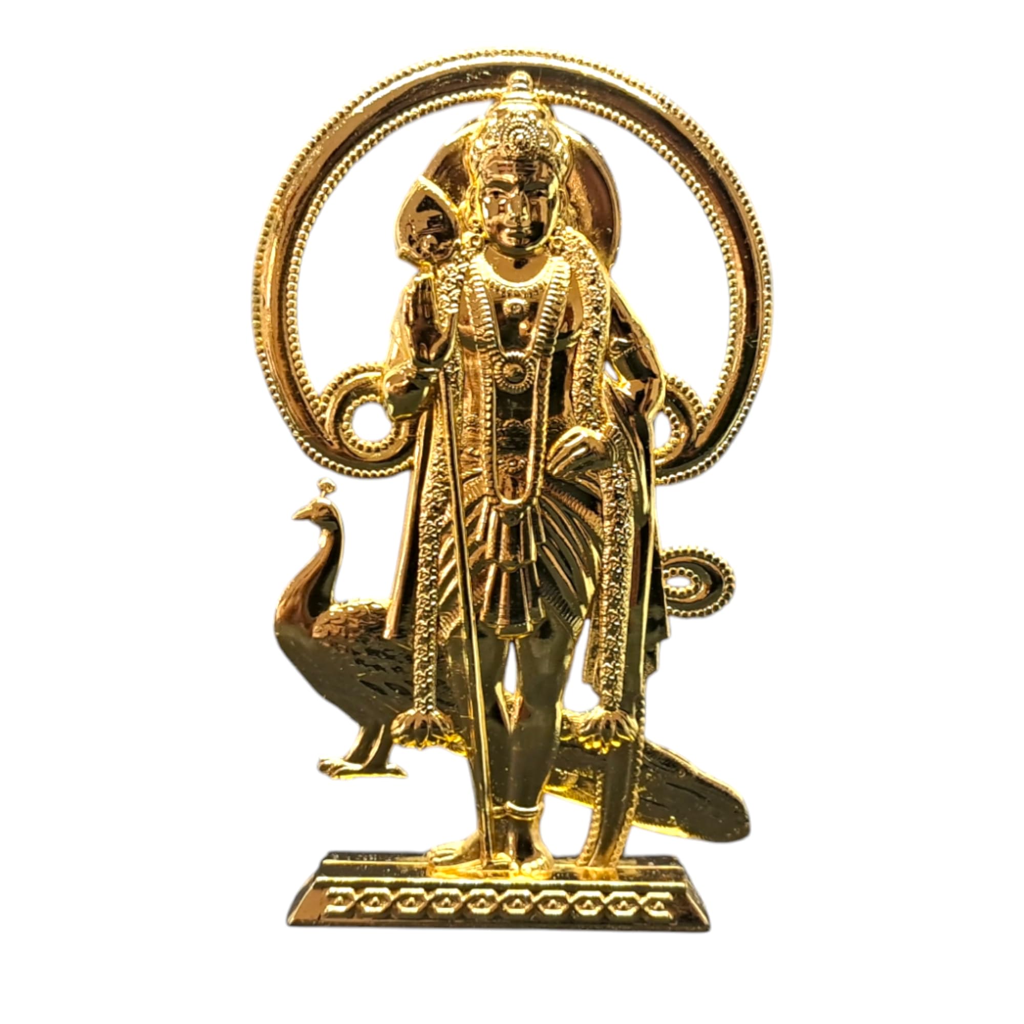 Buy Golden Metal Murugan with mayil Statue for Pooja Room and Car ...