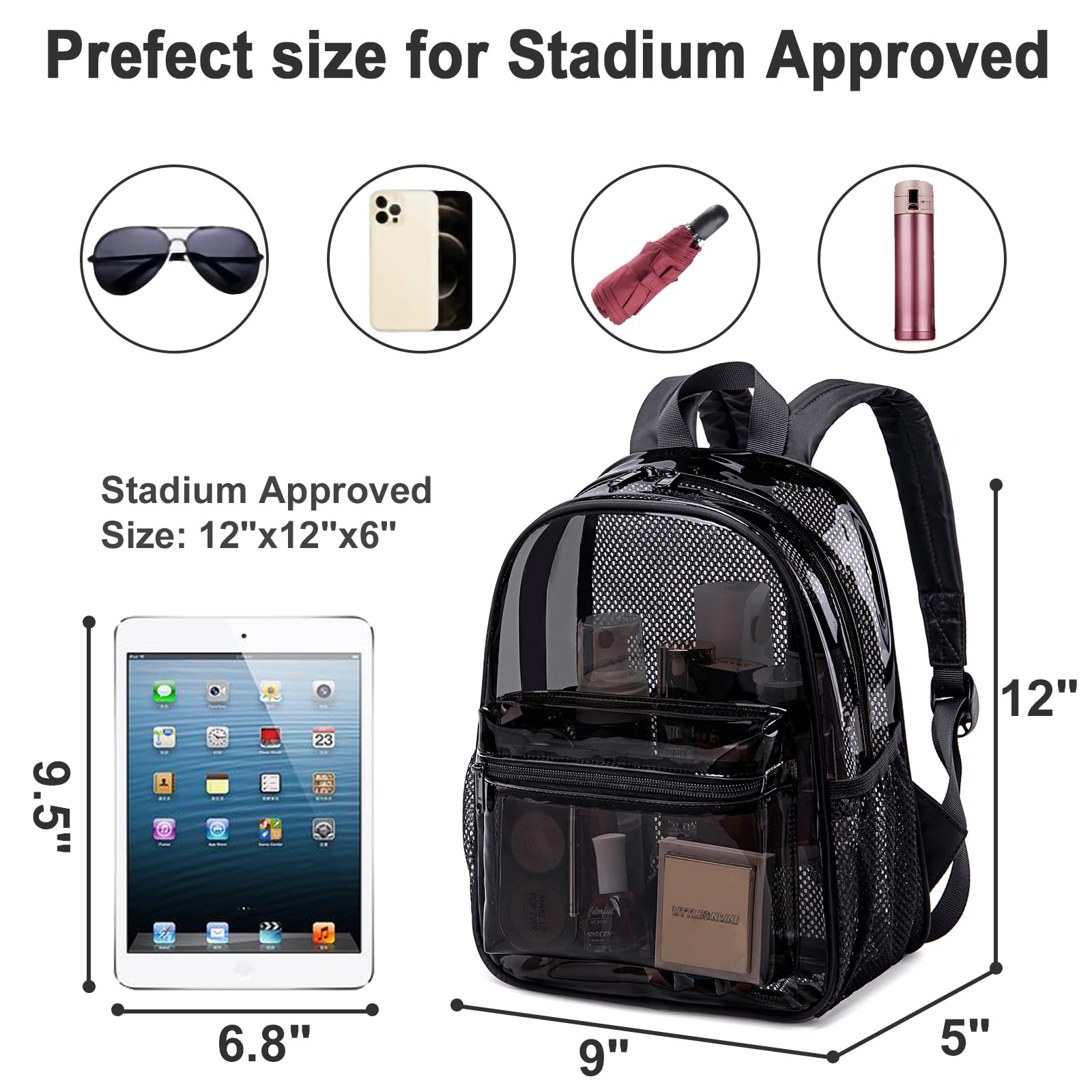 Snapklik.com : Clear Mini Backpack Stadium Events 12x12x6 Small ...