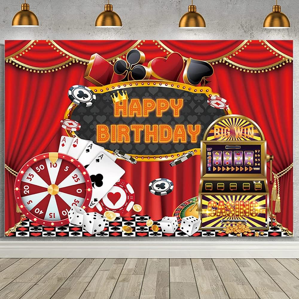 Amazon.com : AIBIIN Casino Birthday Backdrop Poker Las Vegas Party ...