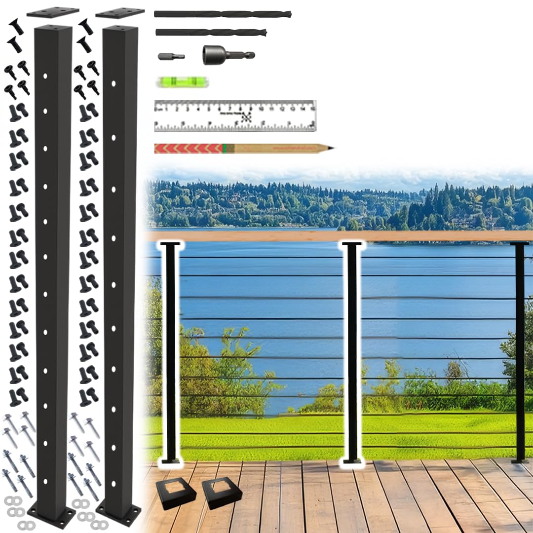 Snapklik.com : CHR Fence & Rail Level Drilled Cable Railing Post, 2pcs ...