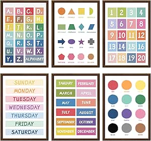 Amazon.com: BGGNDZ 6PCS ABC Alphabet + Shapes + Numbers 1-20 + Week ...