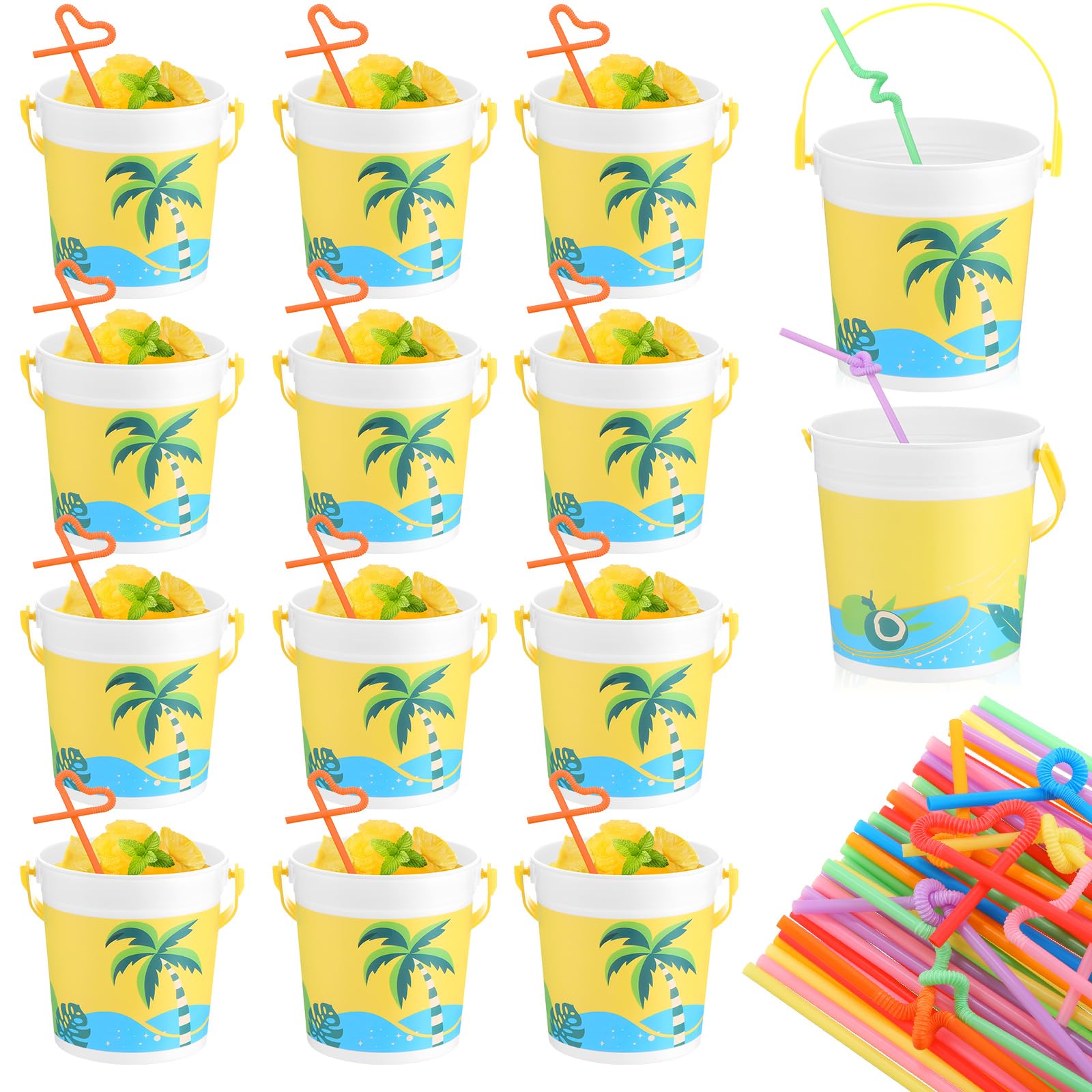 Amazon.com: Yaomiao 32 oz Plastic Cocktail Rum Buckets for Drinks with ...