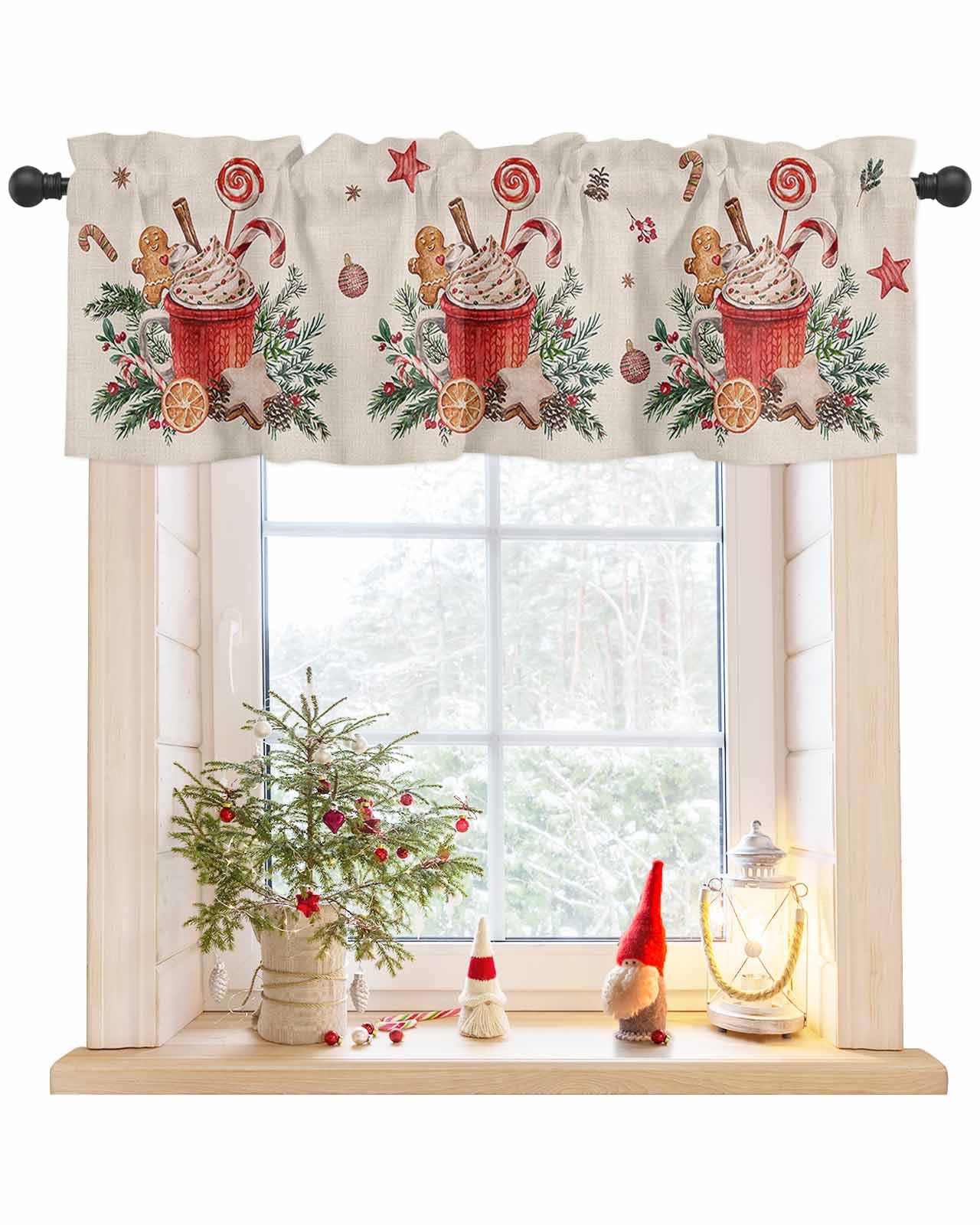 Amazon.com: Christmas Valances for Windows/Bedroom/Living Room/Kitchen ...
