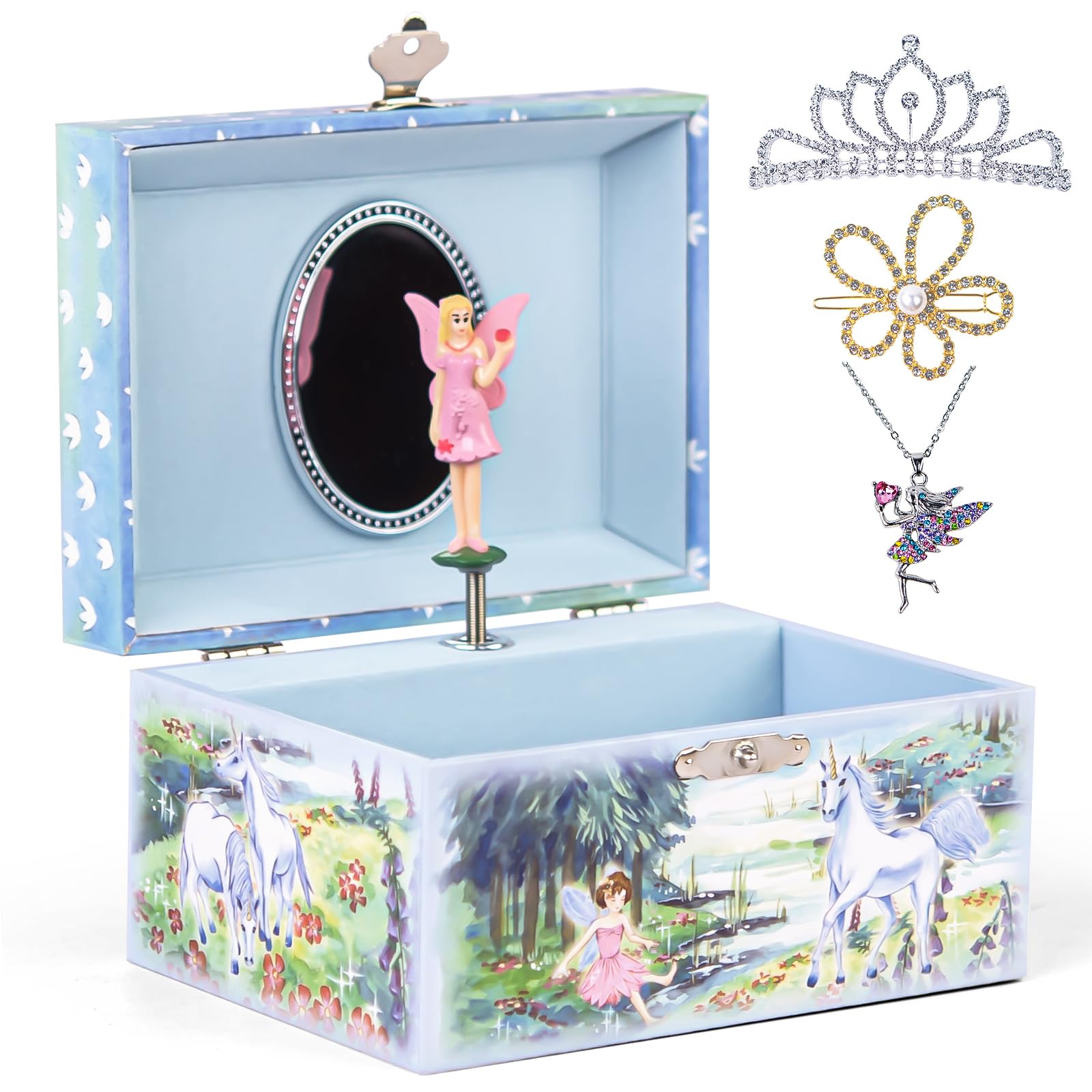 Amazon.com: Girl's Musical Jewelry Box with Spinning Fariy and Jewelry ...