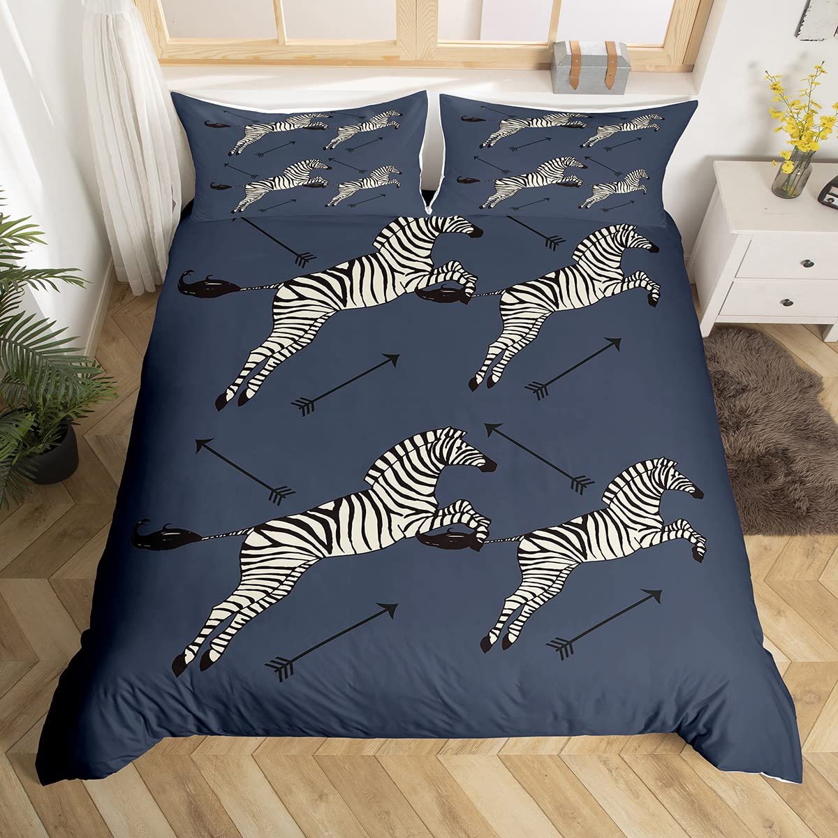Blue Zebra Print Bedding