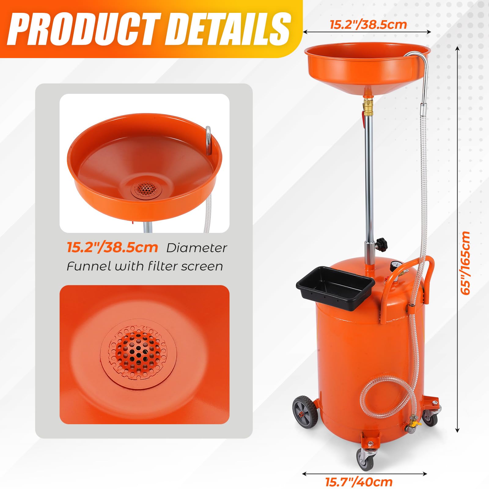 Snapklik.com : 20 Gallon Waste Oil Drain Change Tank, Portable Oil ...