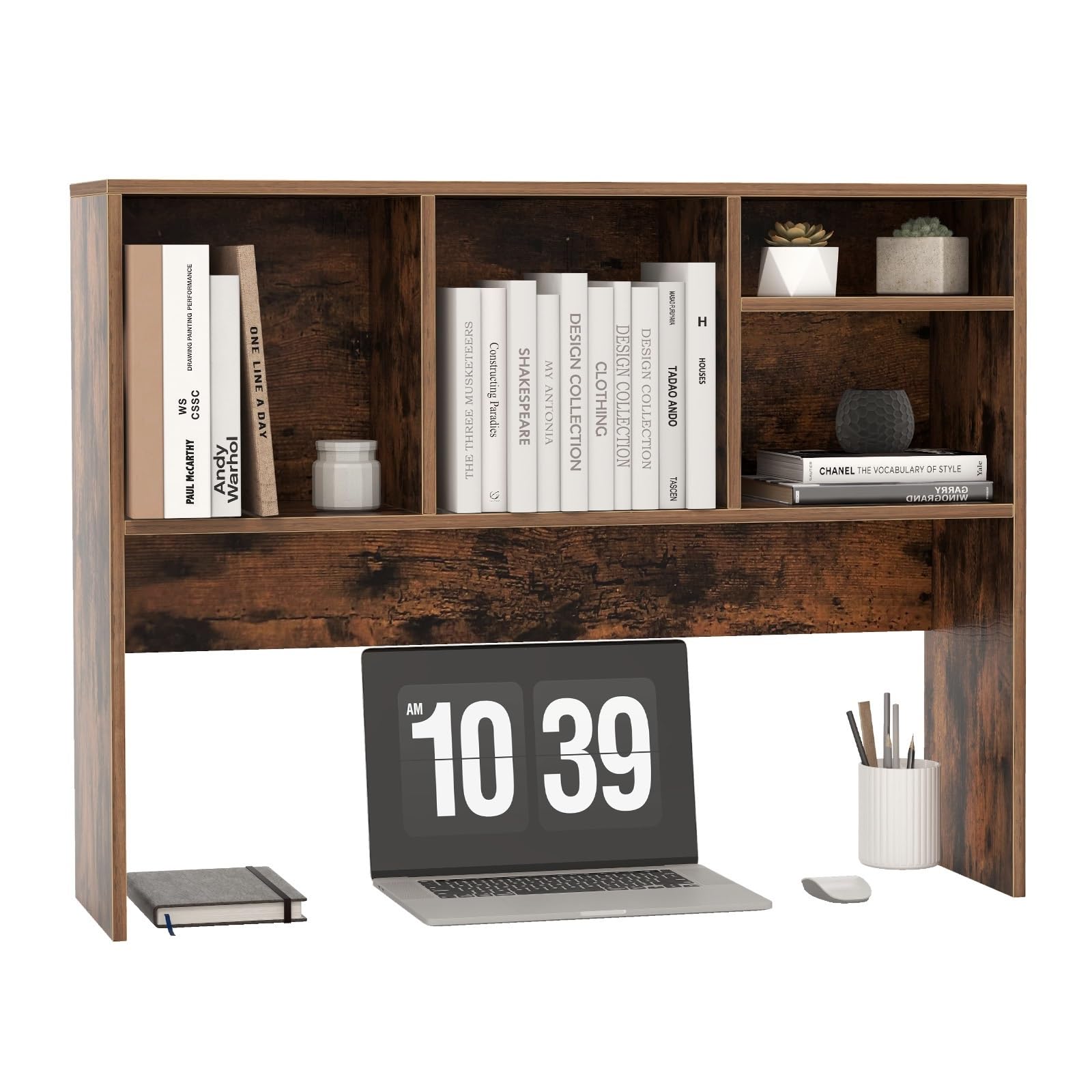 Amazon.com: LDAILY Desktop Bookshelf, 2-Tier Office Desk Shelf ...