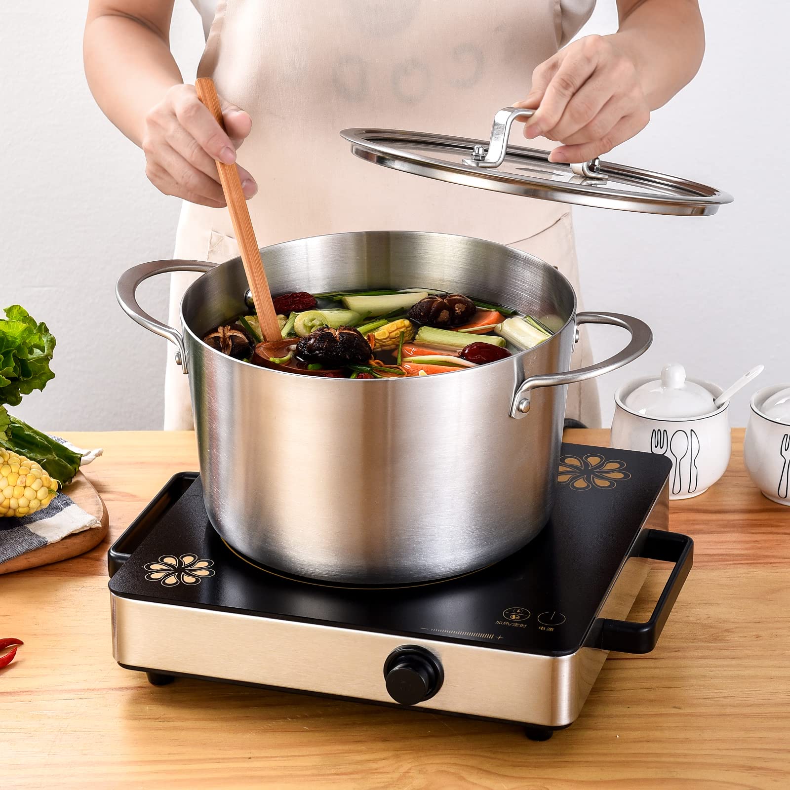 LOLYKITCH Tri-Ply 3 QT Stainless Steel Induction Cooking Pot,Small ...