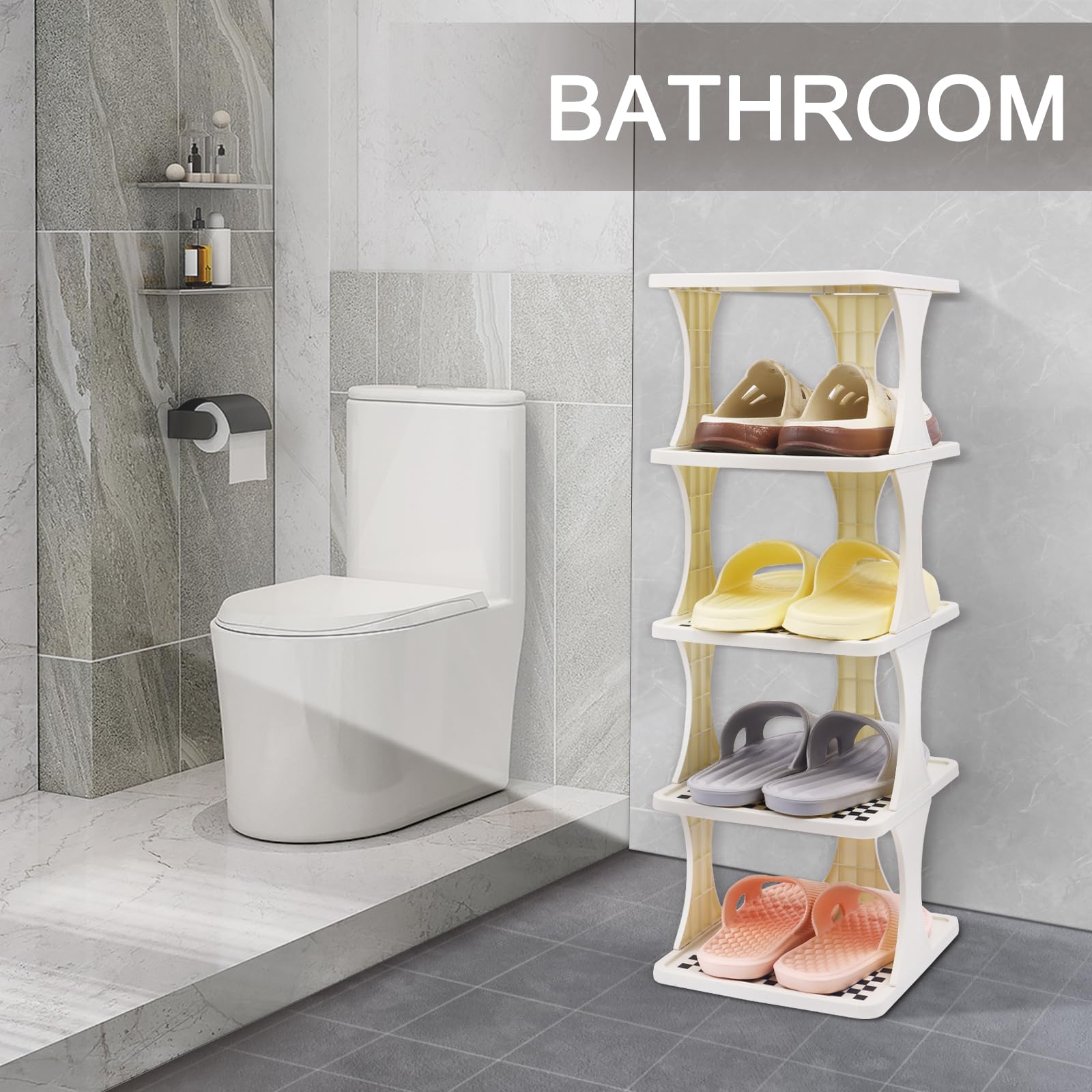 Vertical Shoe Rack Shelf 10 Tier, Free Standing Shoe Stand, Stackable ...