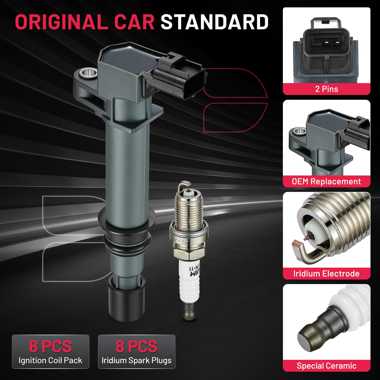 UF270 Ignition Coil & 4503 Double Iridium Spark Plug For 00-07 Dodge ...