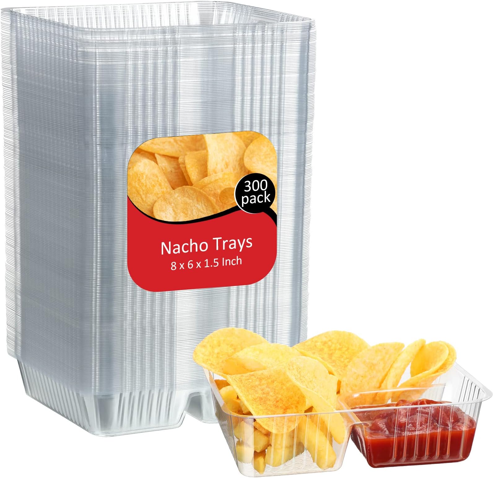 Amazon.com: 300 Packs Nacho Trays Disposable 2 Compartment Food Tray 8 ...