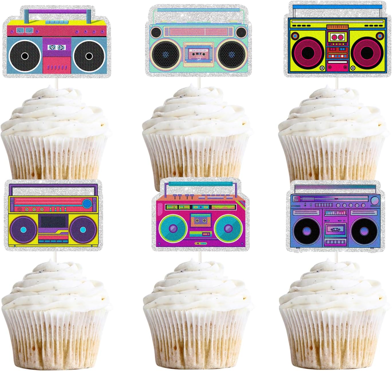 Amazon.com: Radio Boom Dessert Cupcake Toppers, 18pcs Nostalgic Ball ...